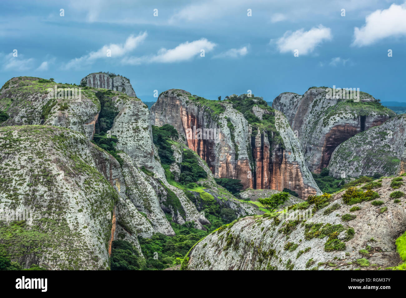 View at the mountains Pungo Andongo, Pedras Negras (black stones), huge ...