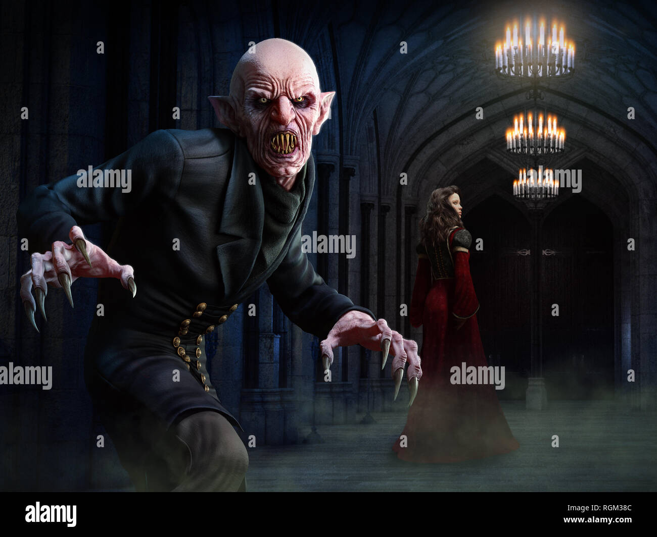 Vampire scene 3D illustration Stock Photo - Alamy
