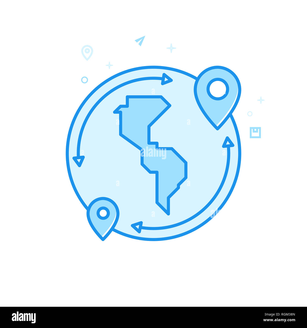 Delivery Route Flat Icon. Travel Symbol, Pictogram, Sign. Light Flat ...