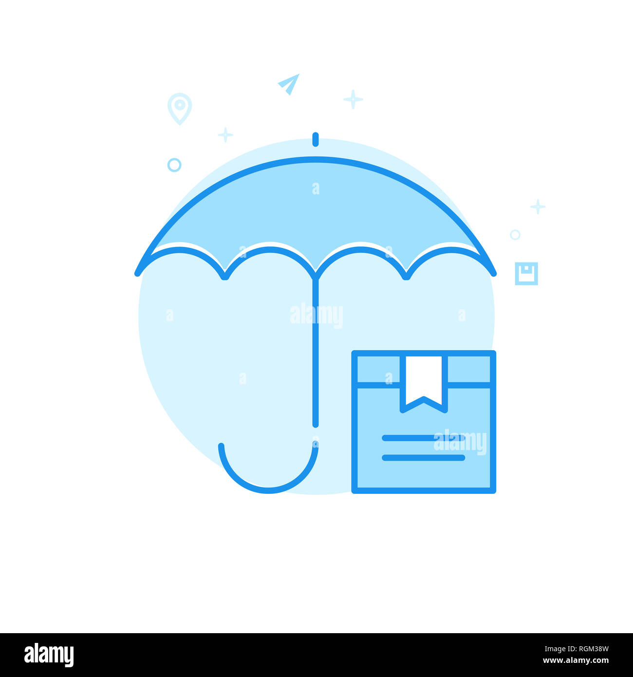 Cargo Insurance Flat Icon. Umbrella and Package Box Symbol, Pictogram ...