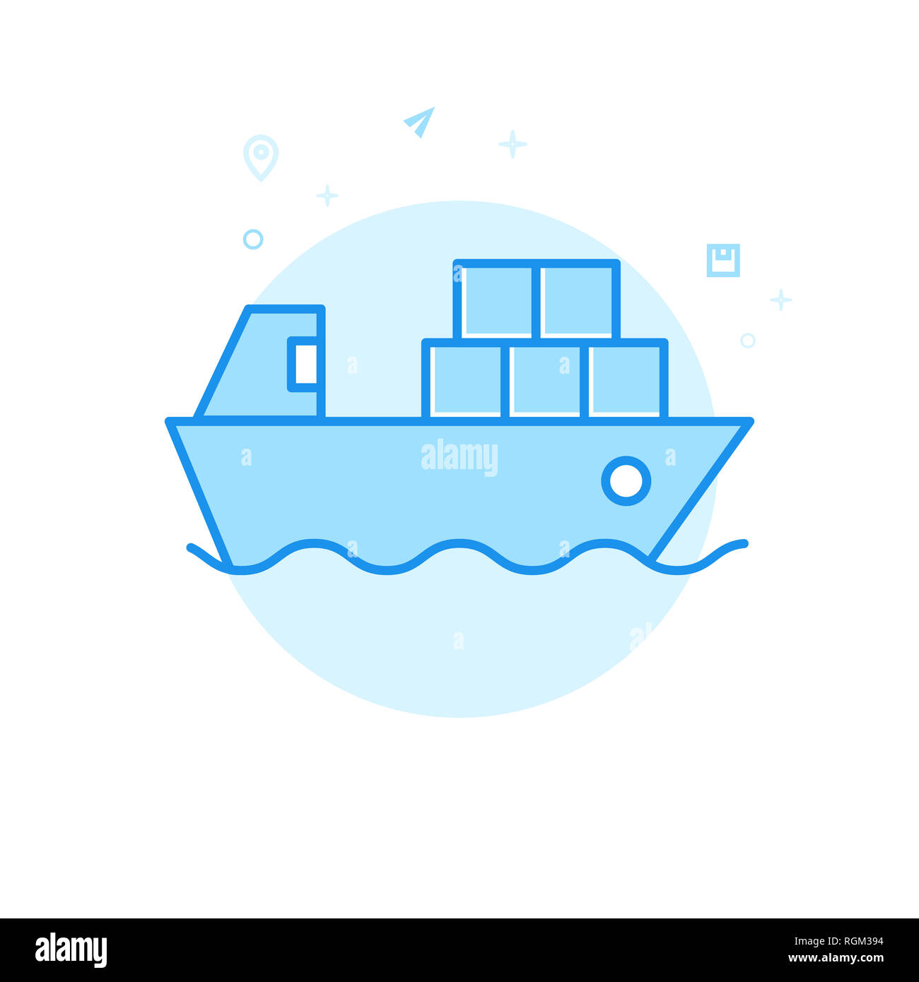 Container Ship Flat Icon. Shipping Symbol, Pictogram, Sign. Light Flat ...