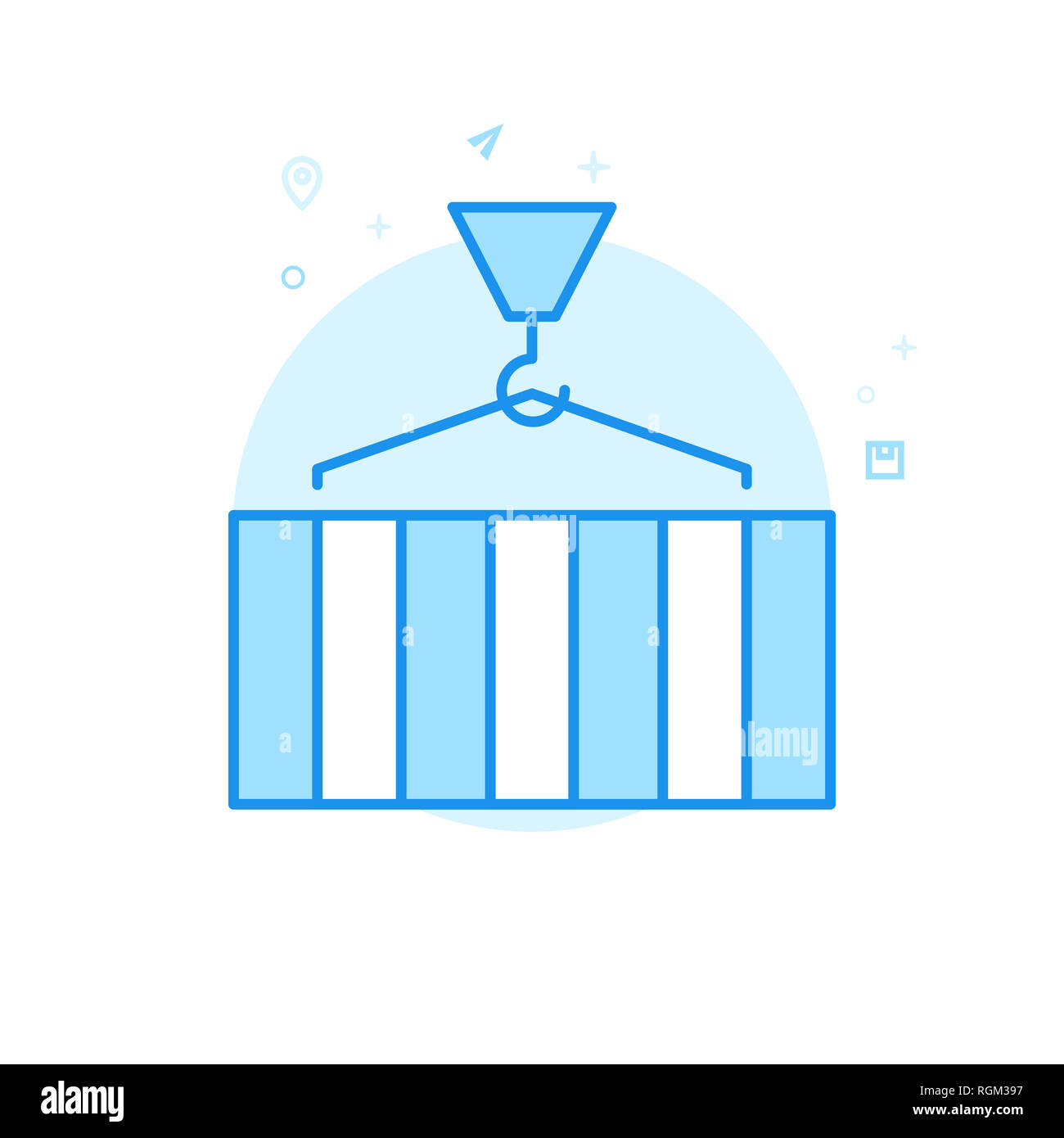 Cargo Container Loading Flat Icon. Crane Symbol, Pictogram, Sign. Light ...