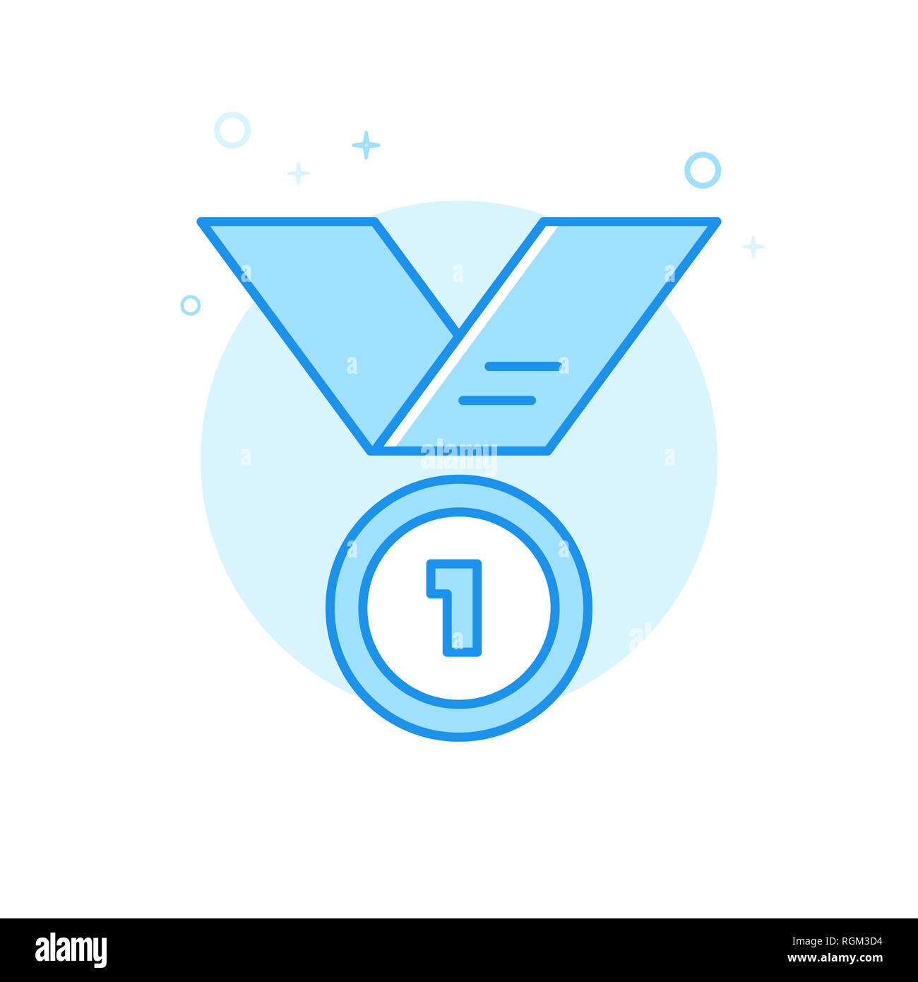 Medal Flat Icon. First Place Symbol, Pictogram, Sign. Light Flat Style ...