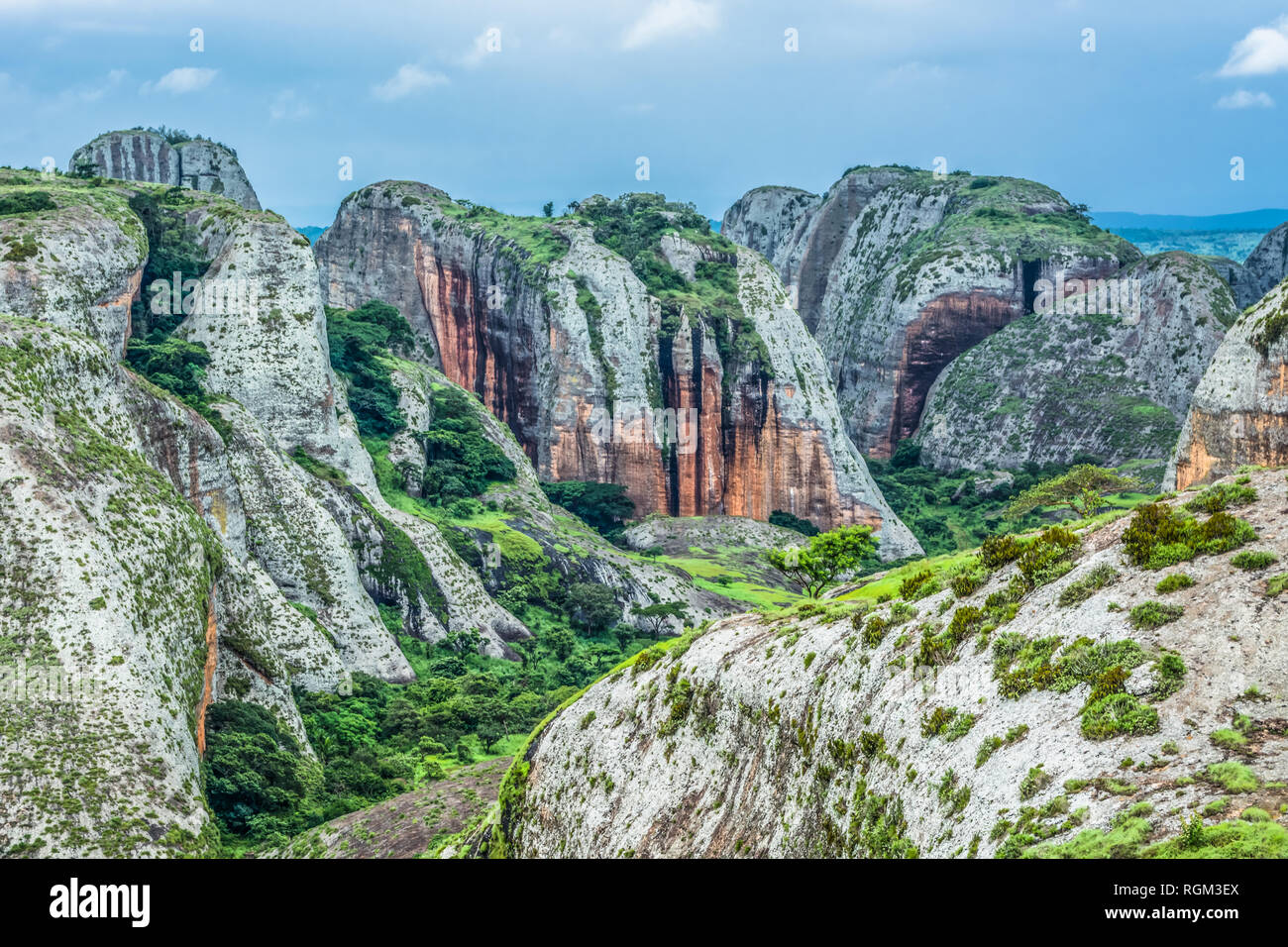 View at the mountains Pungo Andongo, Pedras Negras (black stones), huge ...