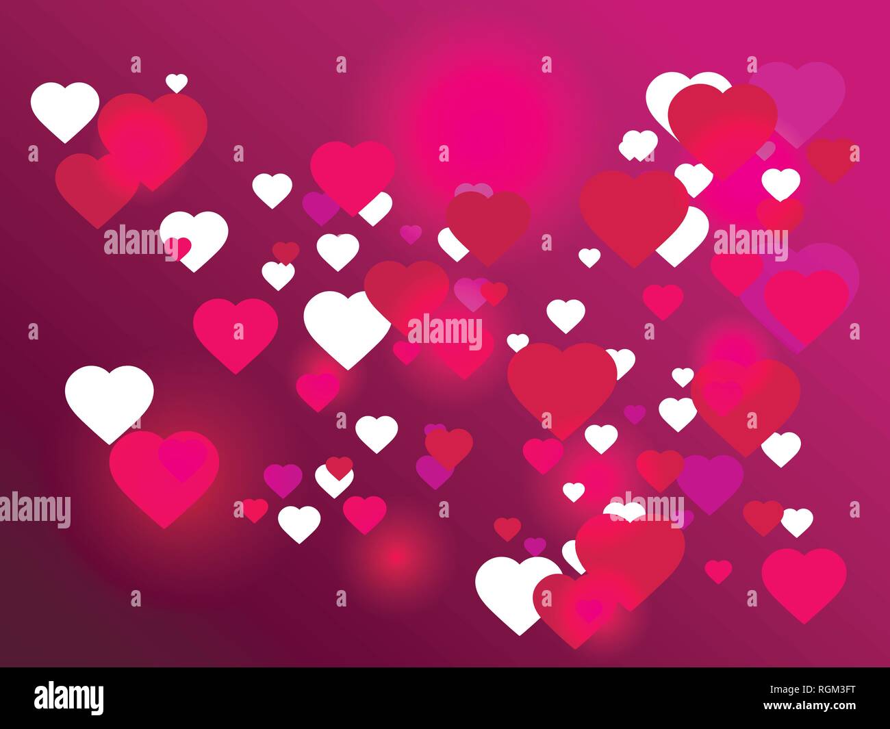Happy Valentine's day, 14th of February. Bright hearts on background ...