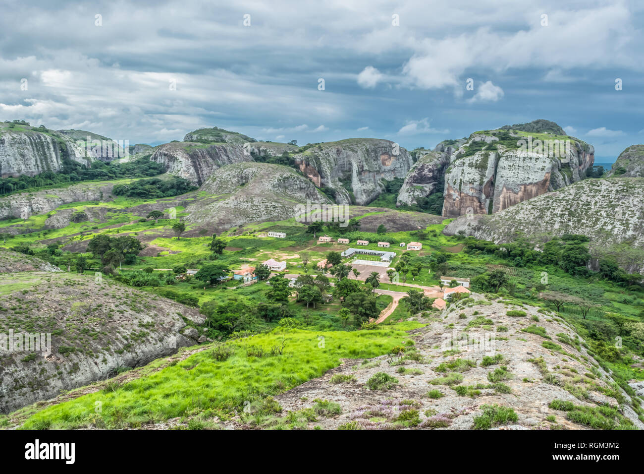View at the mountains Pungo Andongo, Pedras Negras (black stones), huge ...
