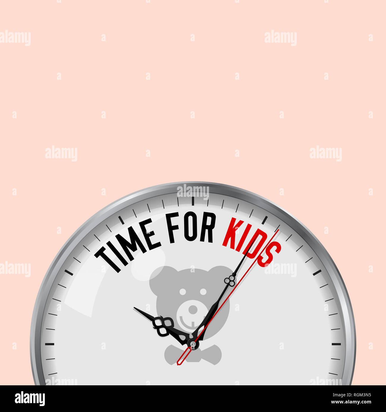 Time for Kids. White Clock with Motivational Slogan. Analog Metal Watch ...