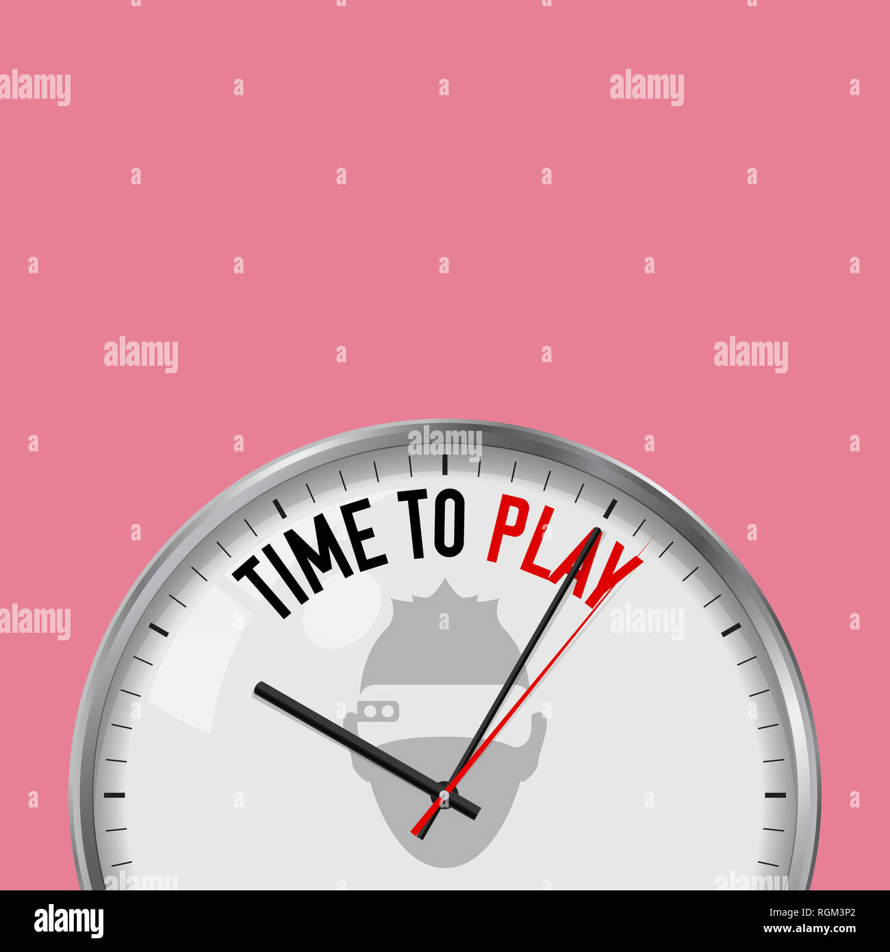 Time Time to Play. White Clock with Motivational Slogan. Analog Metal ...