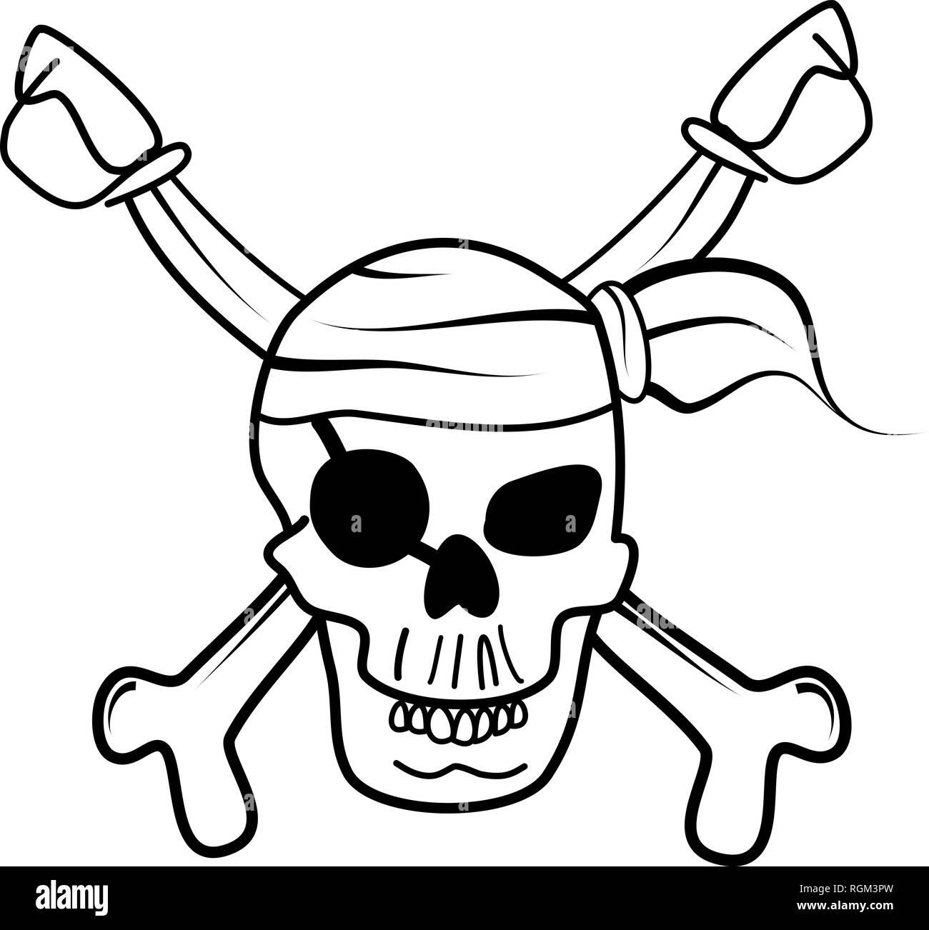 Pirate skull bandana Black and White Stock Photos & Images - Alamy