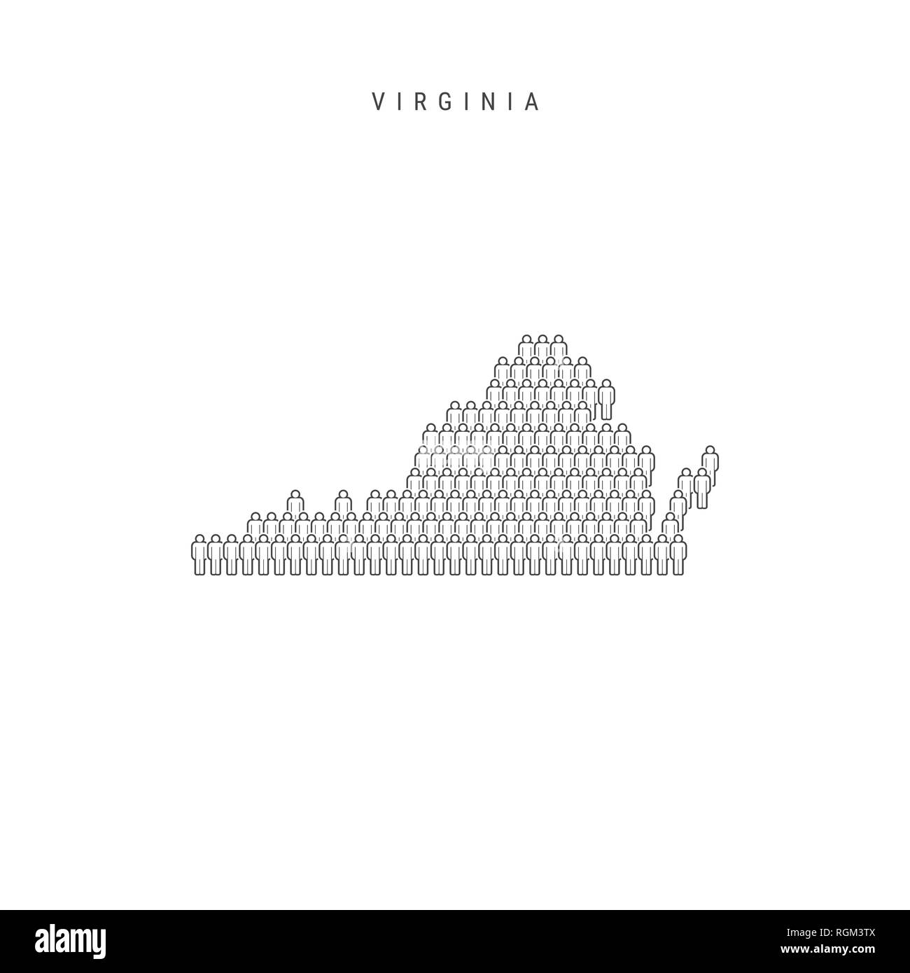 People Map of Virginia, US State. Stylized Silhouette, People Crowd in ...