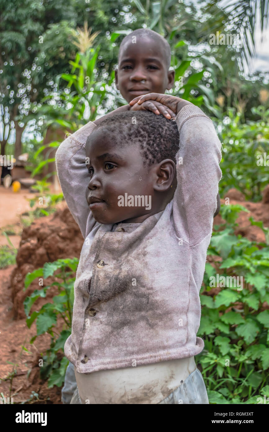 Malange / Angola - 12 08 2018 : Portrait of an Angolan child, with very ...