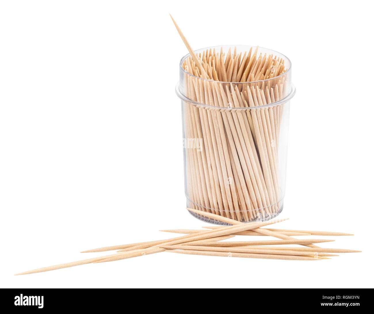 toothpicks in a box isolated on white background with clipping path ...