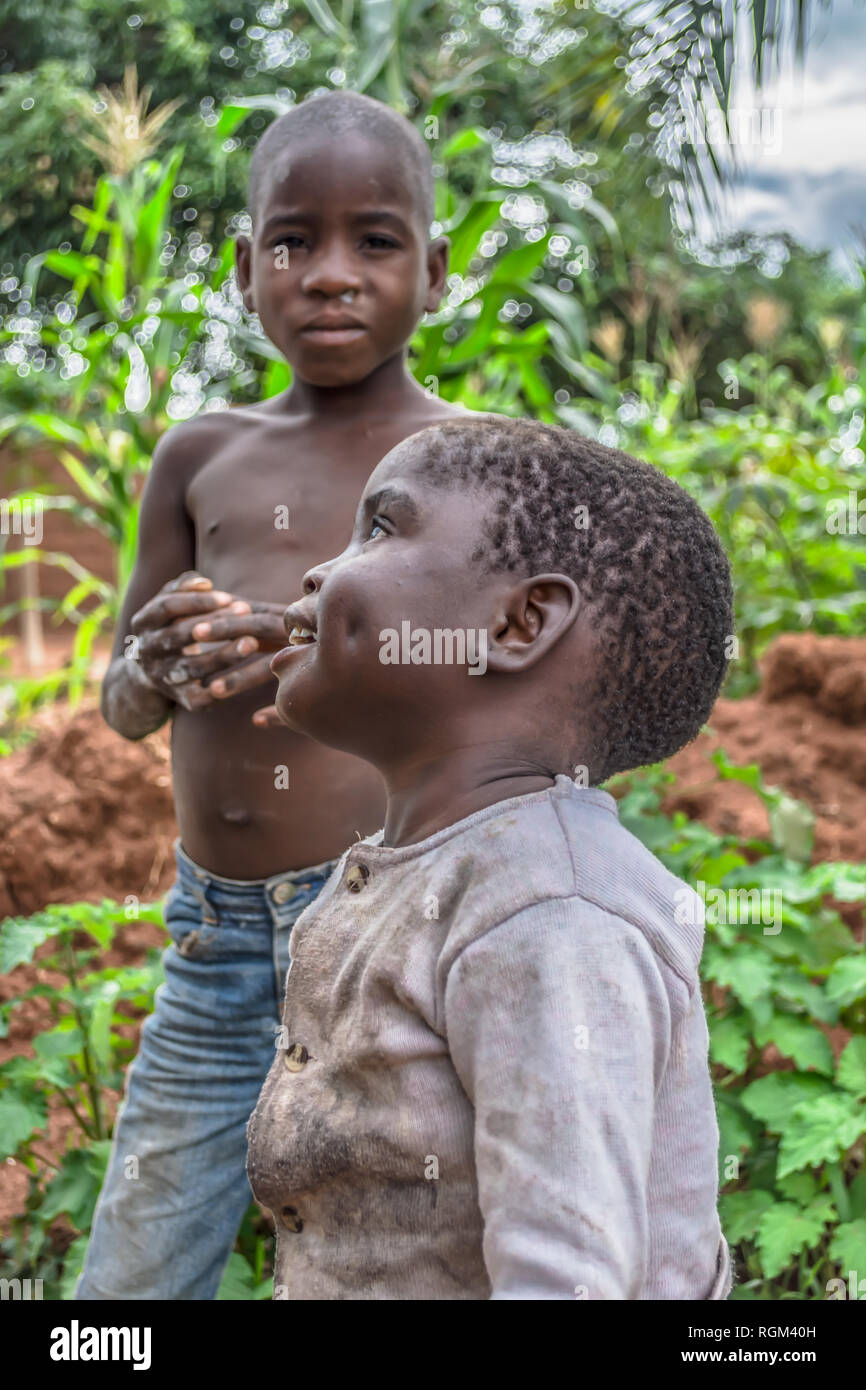 Malange / Angola - 12 08 2018 : Portrait of an Angolan child, with very ...