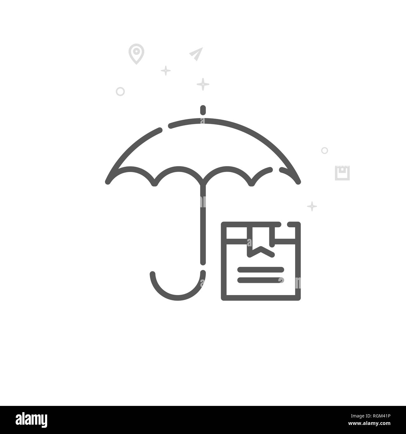 Cargo Insurance Line Icon. Umbrella and Package Box Symbol, Pictogram ...
