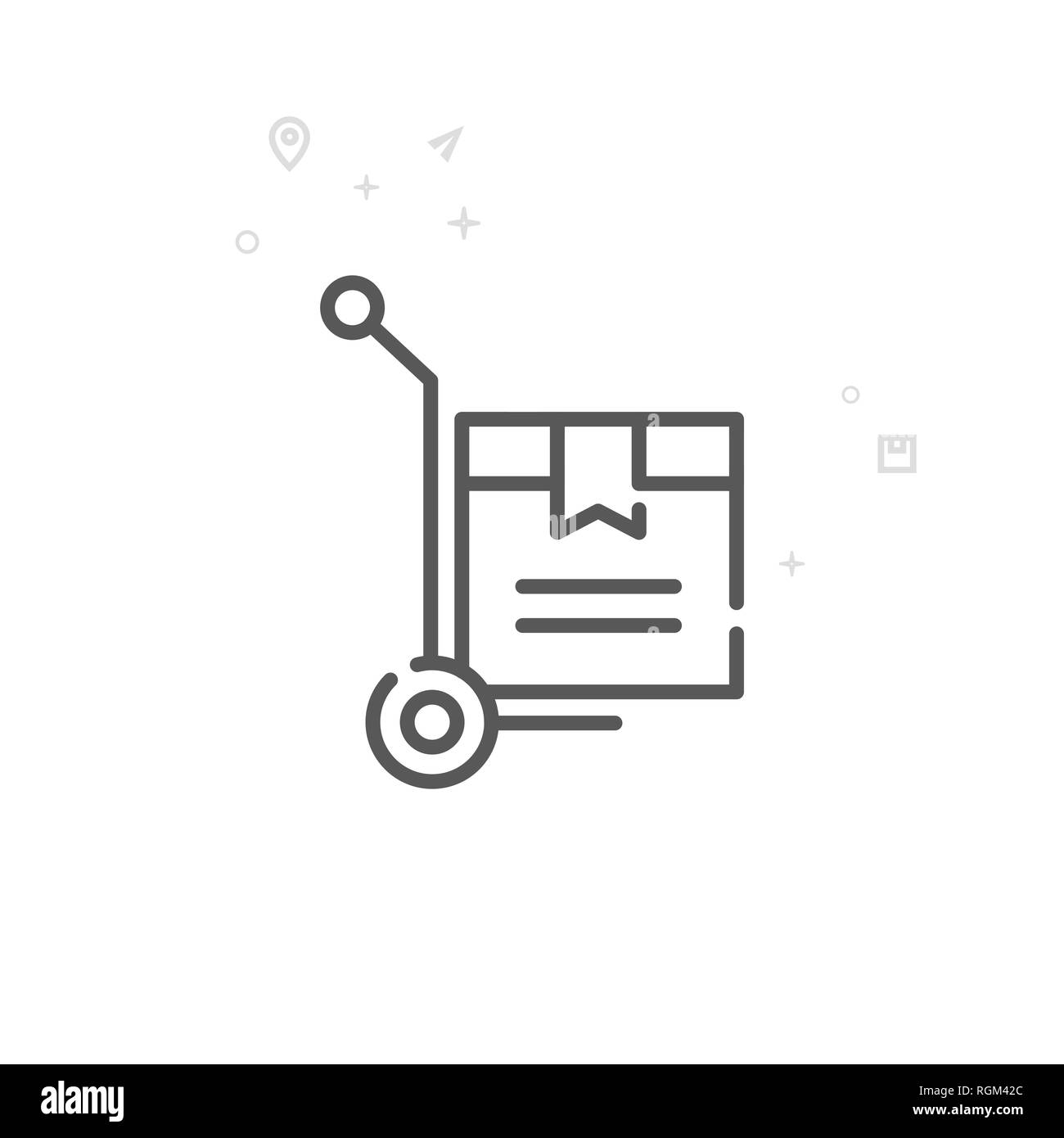 Warehouse Cart Line Icon. Delivery Box Symbol, Pictogram, Sign. Light ...