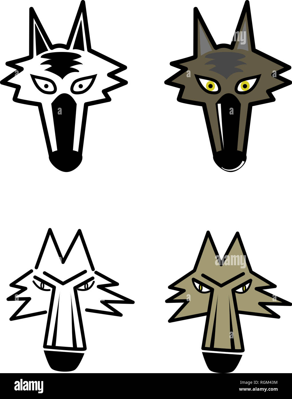 vector wolves icons Stock Photo - Alamy