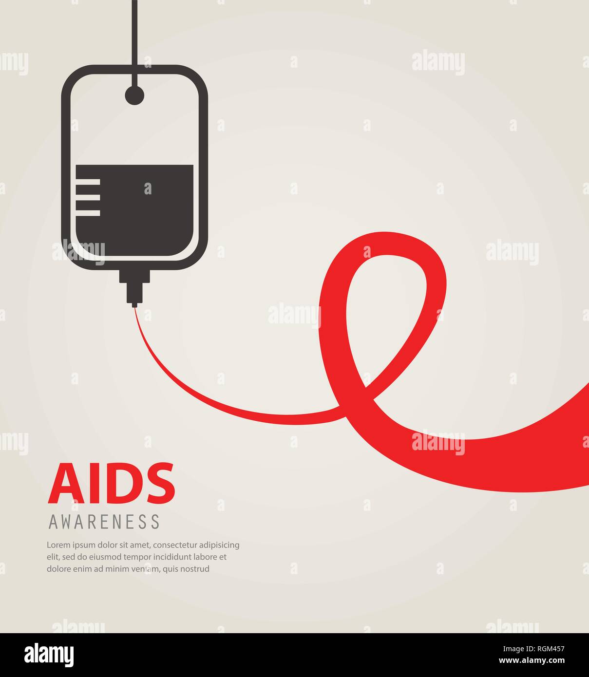 A blood donation bag with tube shaped as a AIDS red ribbon Stock Vector ...