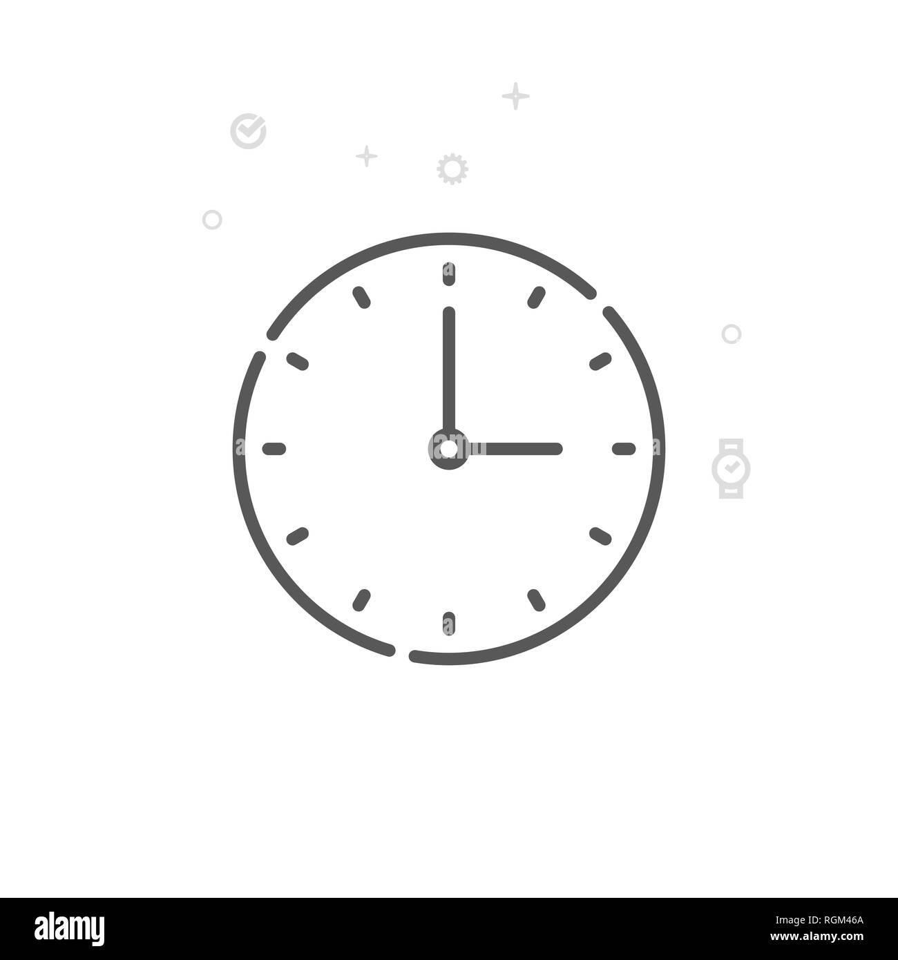 Round Classic Wall Clock Line Icon. Clock Face Symbol, Pictogram, Sign ...