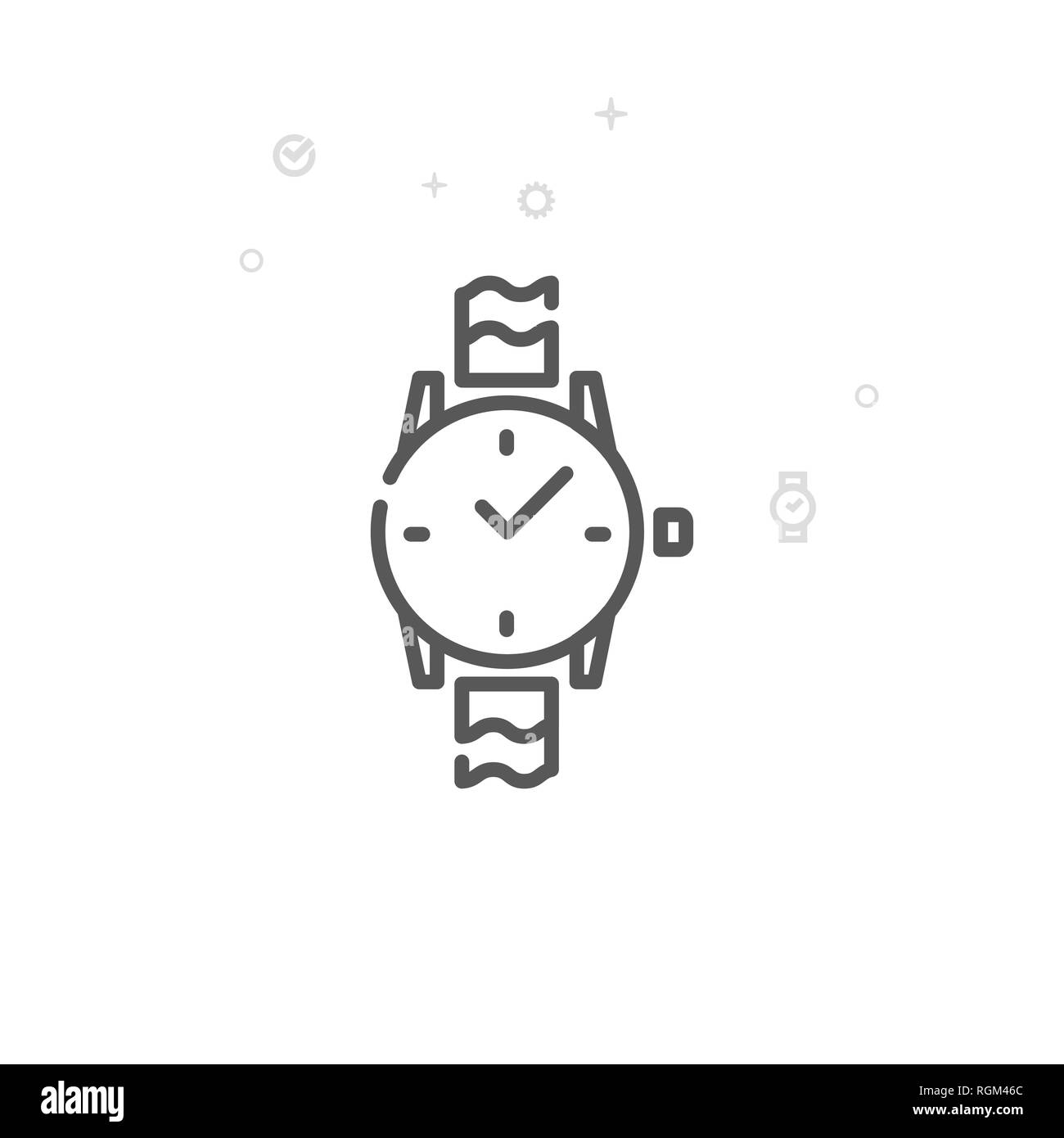 Wrist Watch Line Icon. Mechanical Analog Clock Symbol, Pictogram, Sign ...