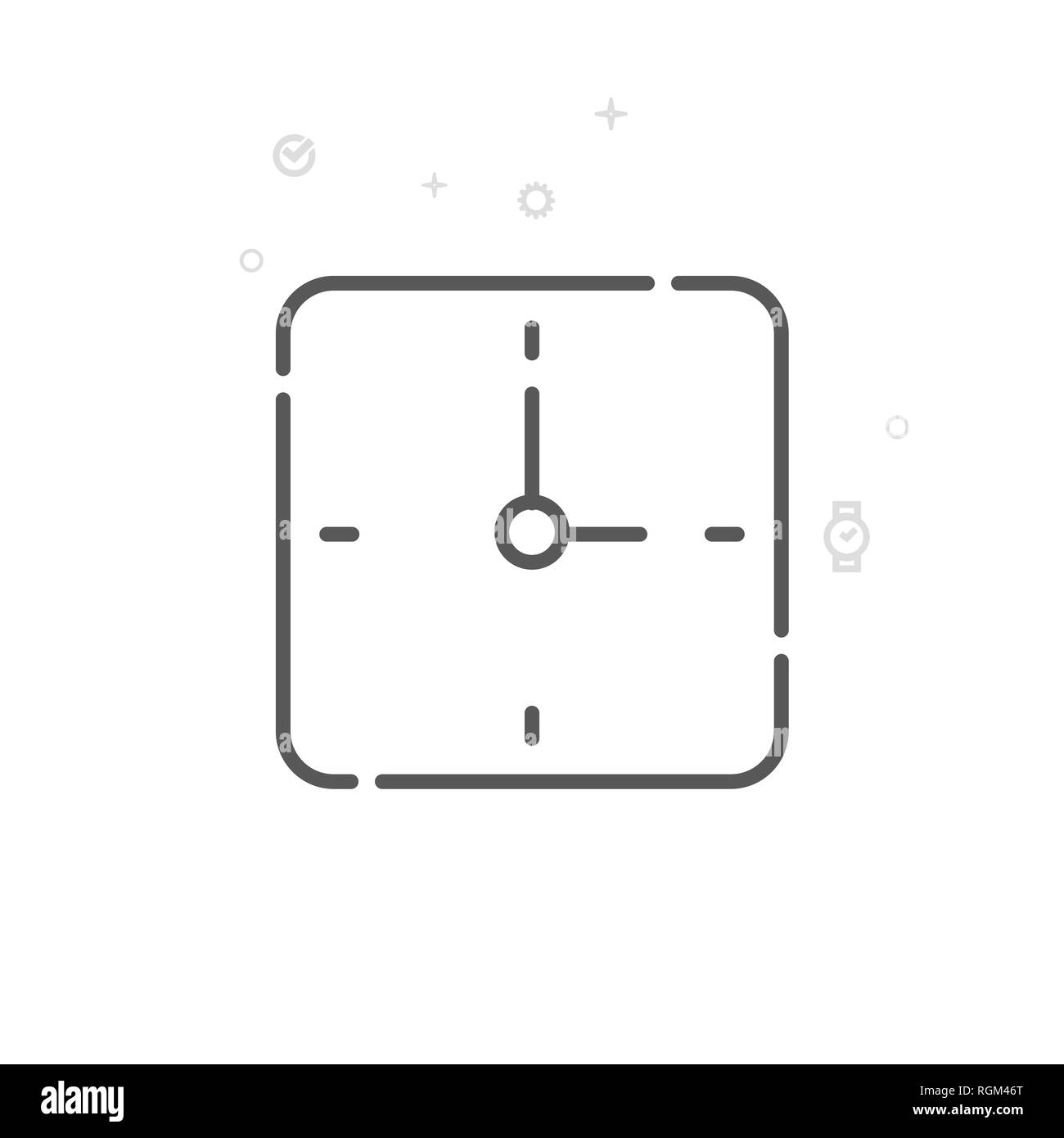 Square Clock Line Icon. Classic Office Wall Clock Symbol, Pictogram ...