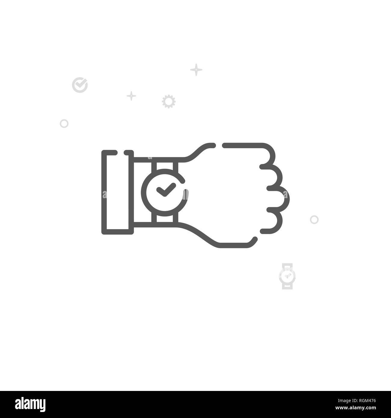 Watch on Hand Line Icon. Wrist Watch Symbol, Pictogram, Sign. Light ...