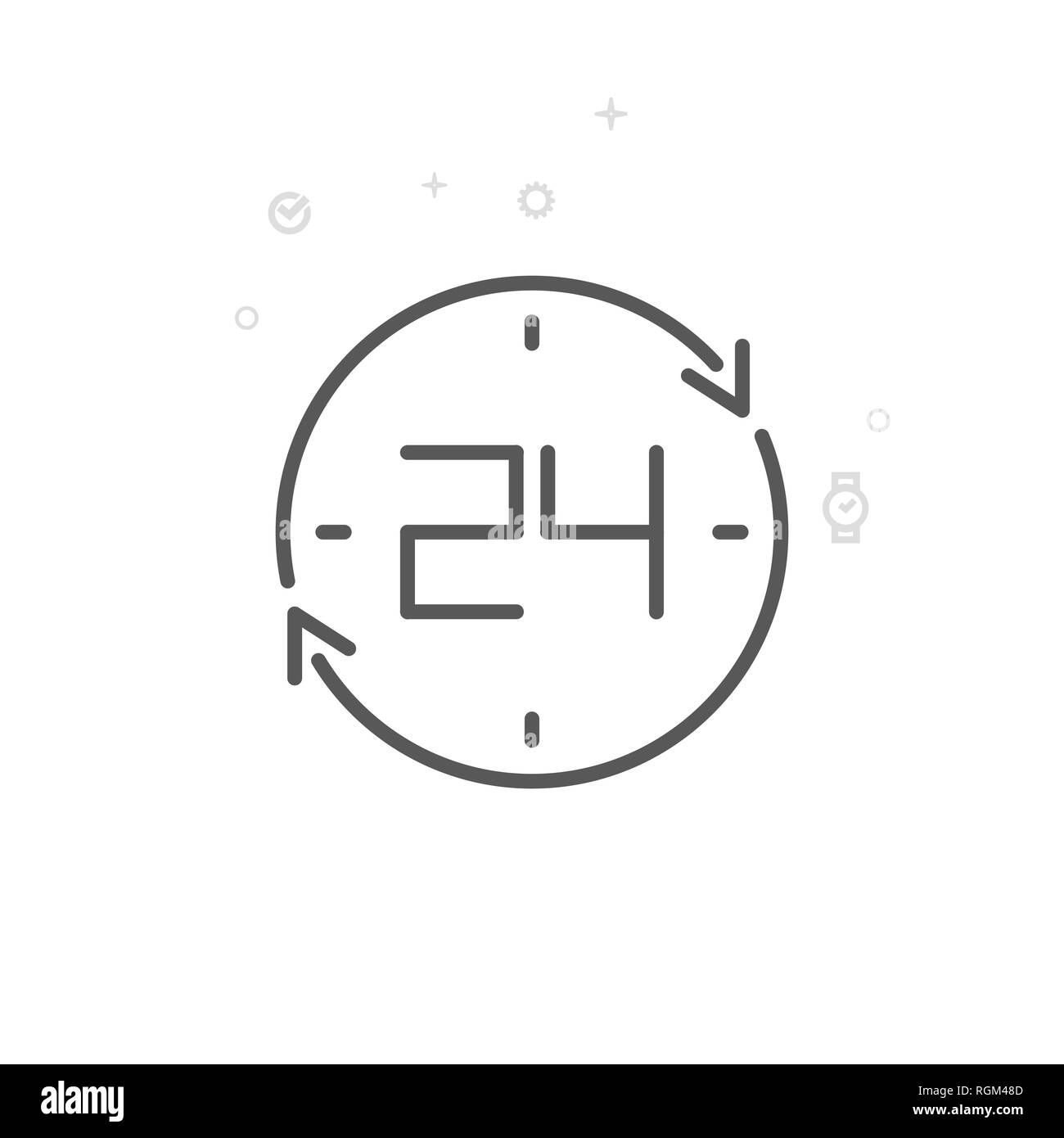 Round-the-clock Line Icon. 24 Hour Symbol, Pictogram, Sign. Light ...