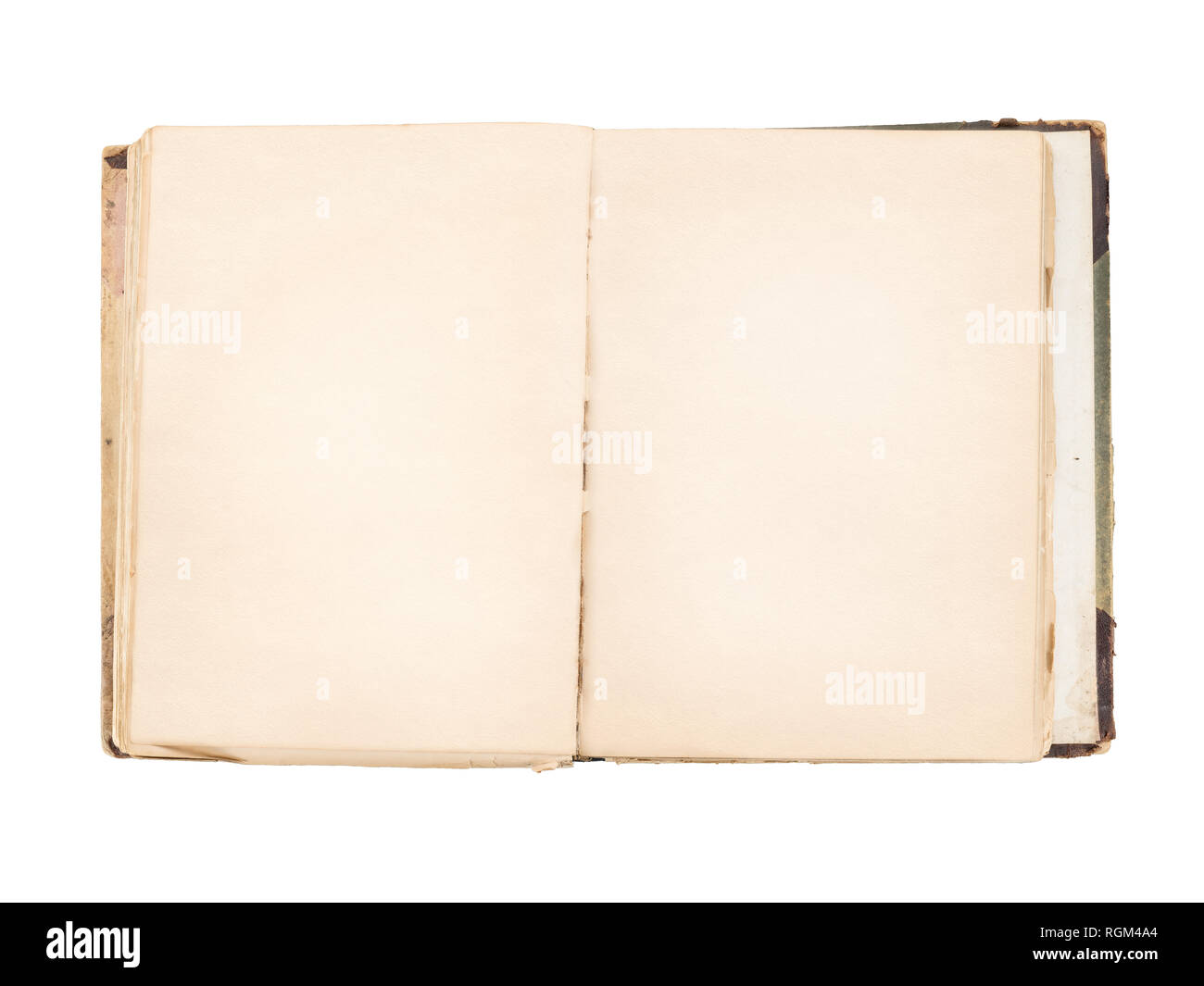 Old open book with blank pages. Isolated on white Stock Photo - Alamy