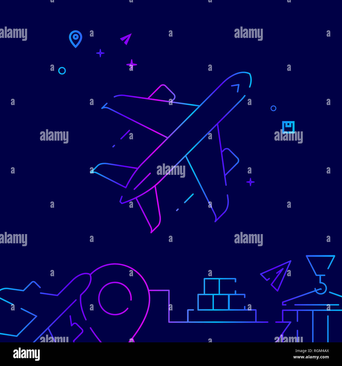 Airplane Line Icon. Air Freight, Aircraft Gradient Symbol, Pictogram ...