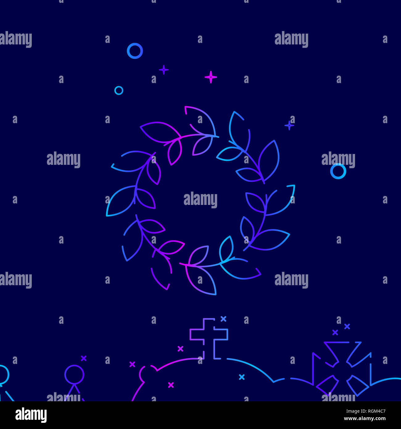 Caesar's Crown of Leaves Line Icon. Laurel or Olive Wreath Gradient ...