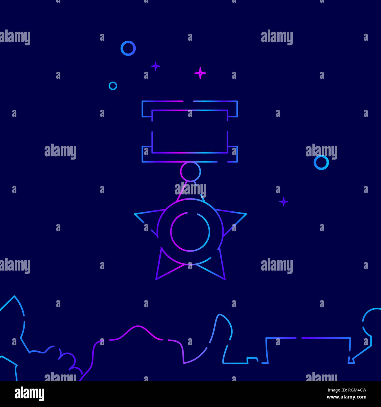 Military Order Line Icon. Medal Gradient Symbol, Pictogram, Sign. Dark ...