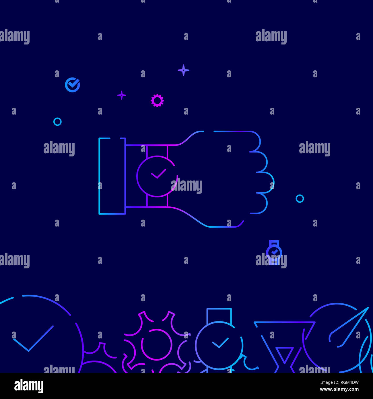 Watch on Hand Line Icon. Wrist Watch Gradient Symbol, Pictogram, Sign ...