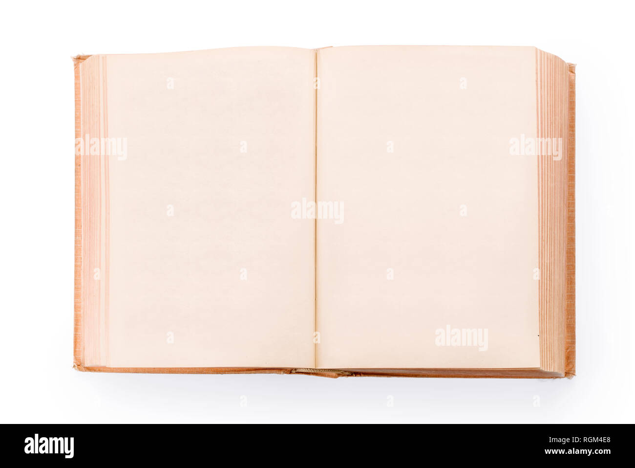 Large old open book with blank pages. Isolated on white, clipping path ...
