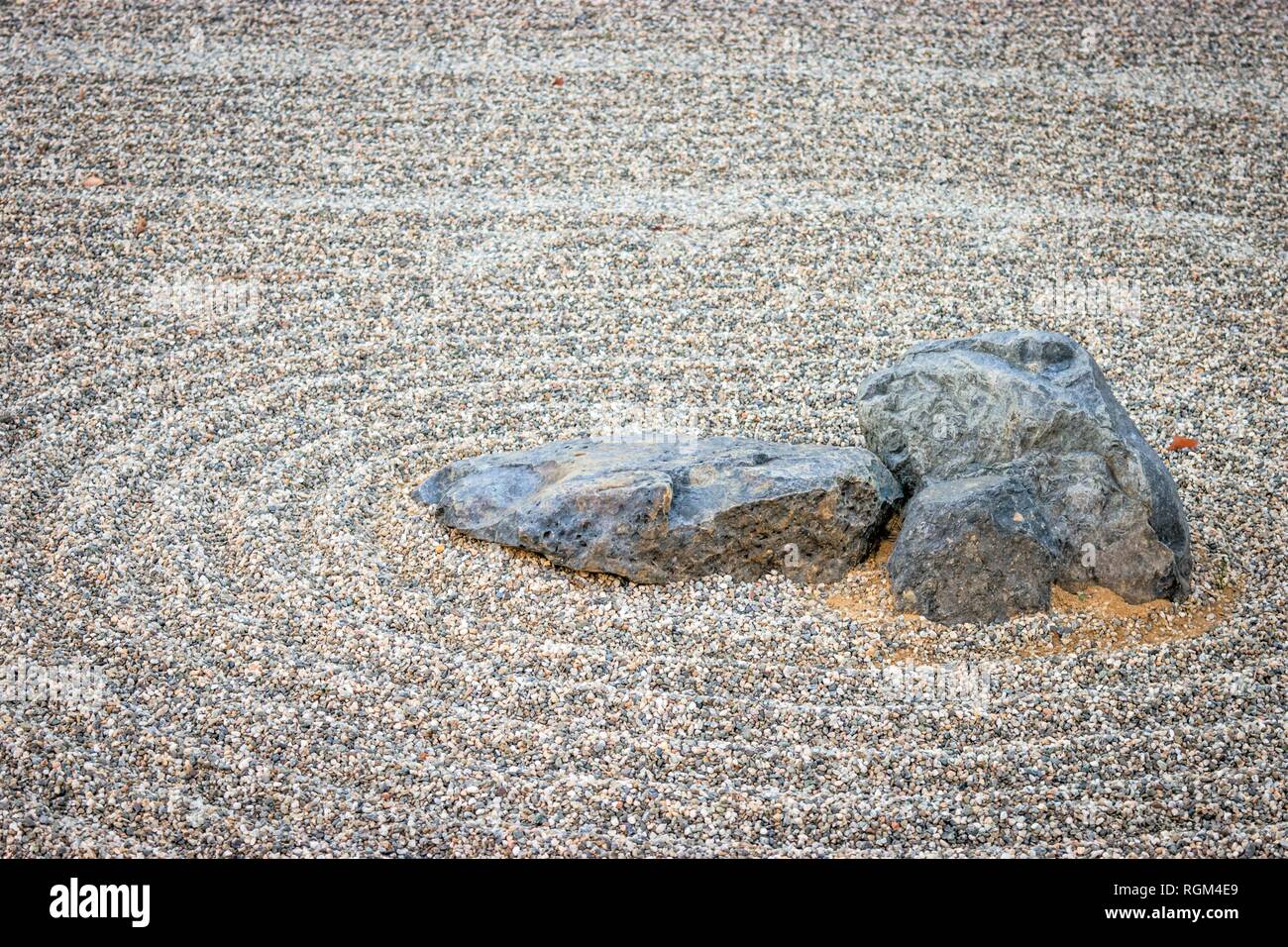 Zen garden raked sand rocks zen garden japanese zen hi-res stock ...