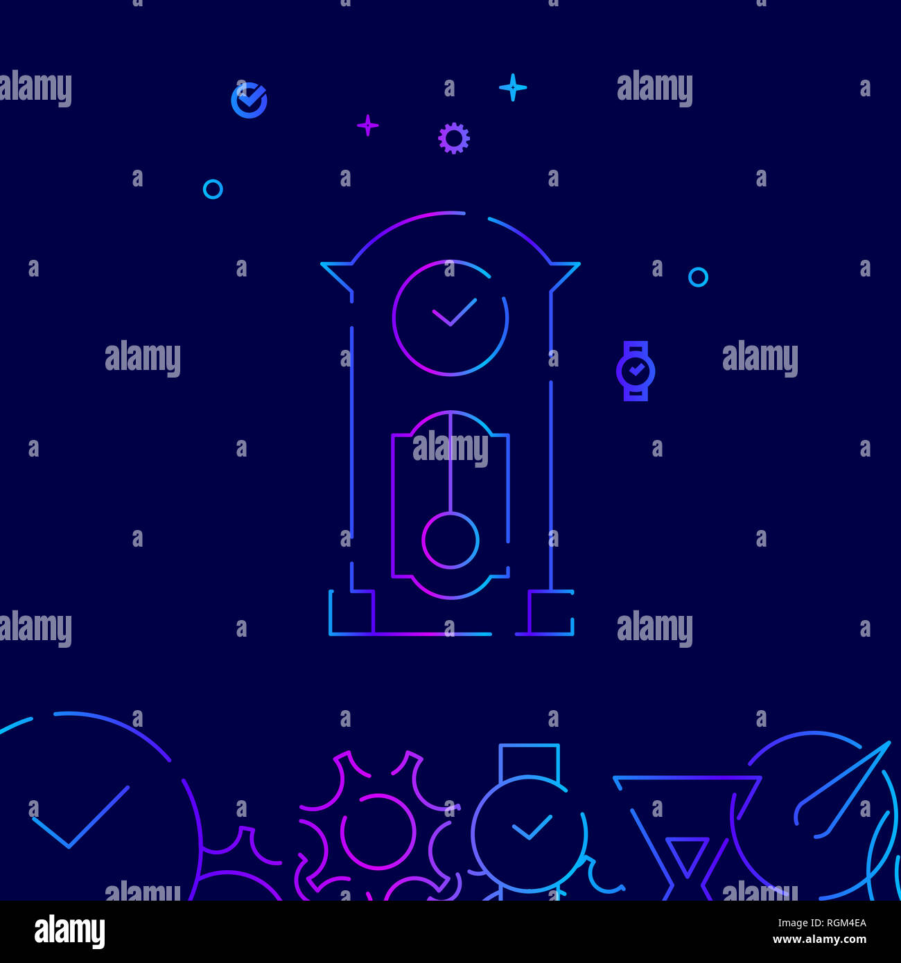 Grandfather Clock Line Icon. Antique Clock with Pendulum Gradient ...