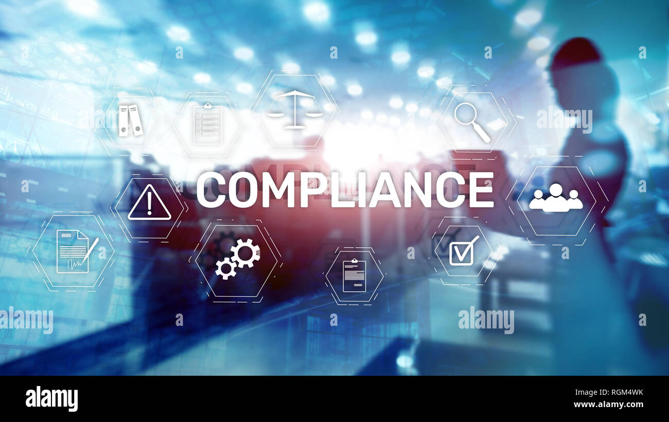Compliance diagram with icons. Business concept on abstract background ...