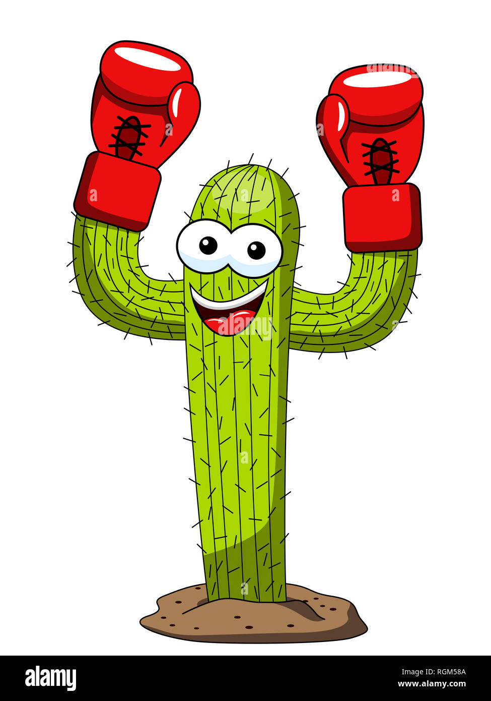 Cactus cartoon funny character vector winner boxer gloves isolated on ...