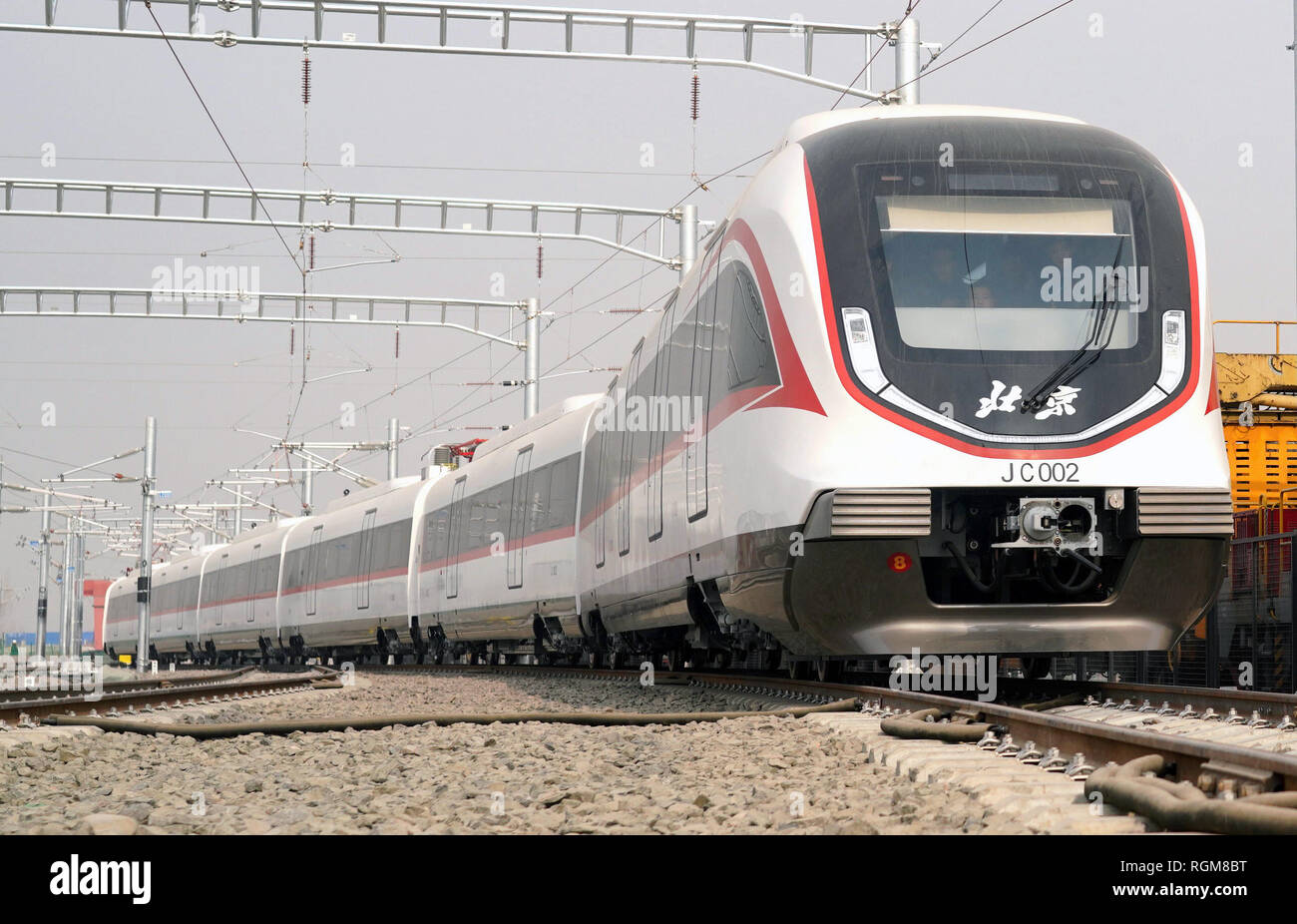 Beijing, China. 30th Jan, 2019. The photo shows a train for the new ...