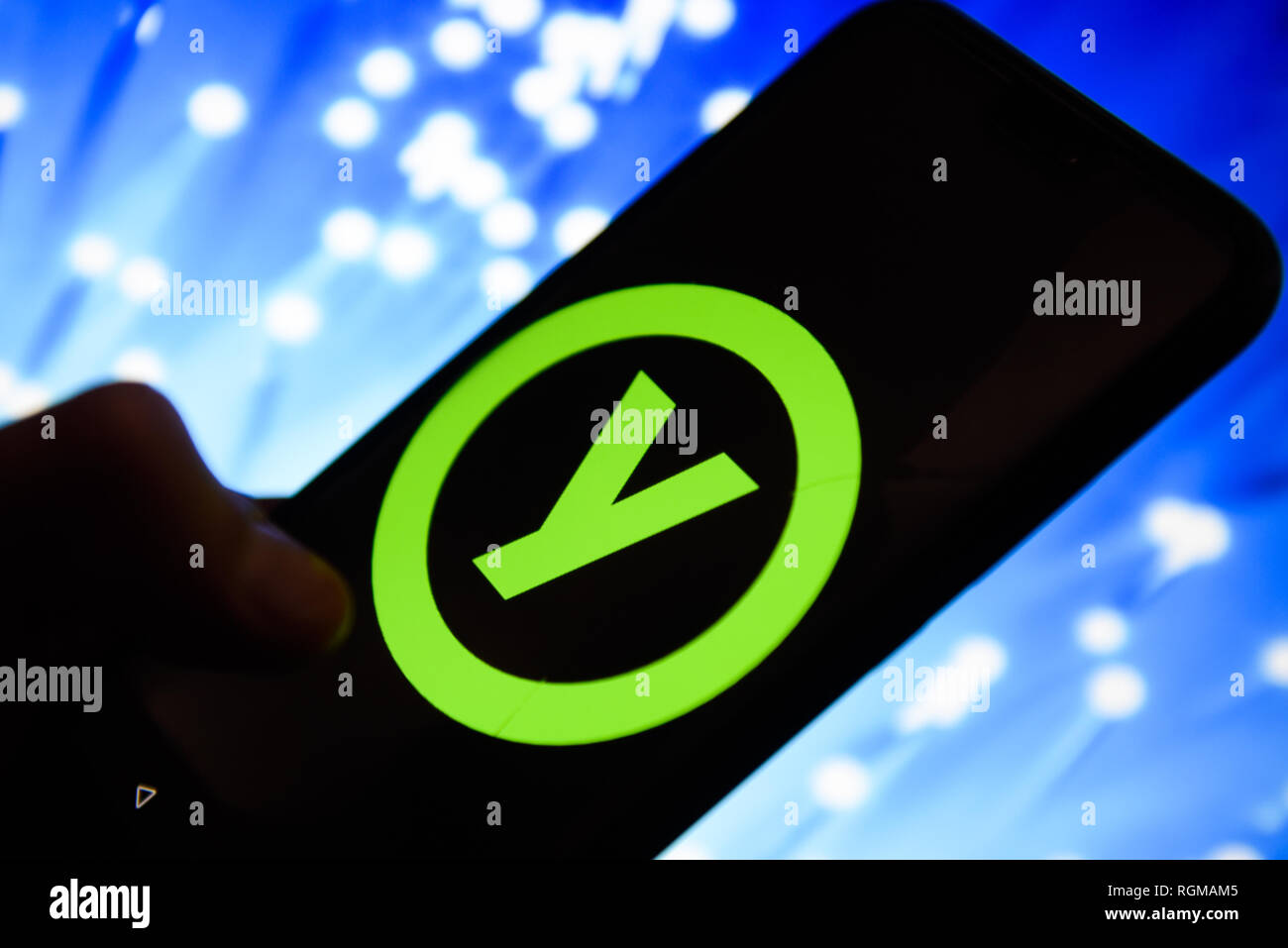 Krakow, Poland. 30th Jan, 2019. Yubico logo is seen on an android ...