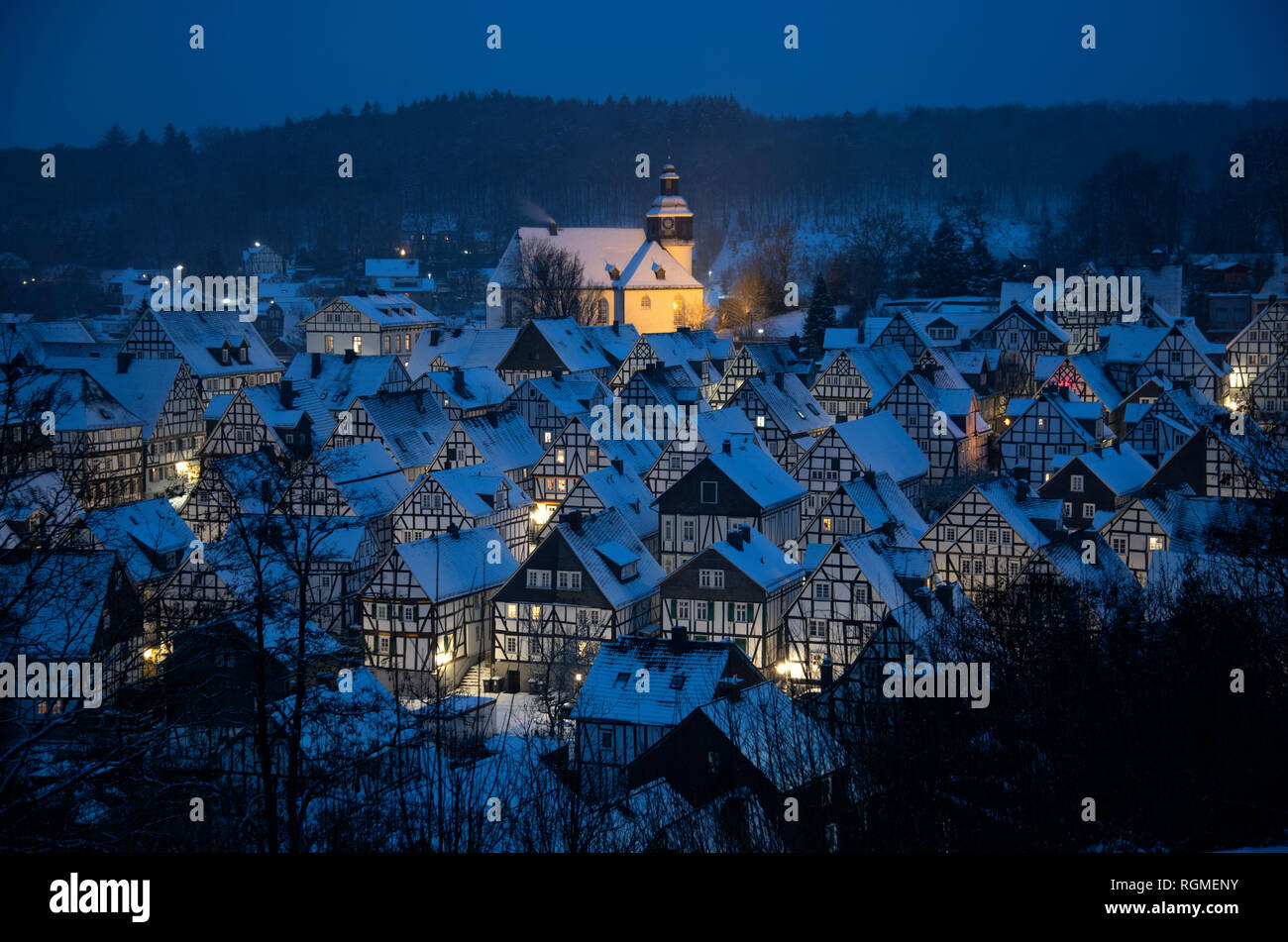 Freudenberg, Germany. 30th Jan, 2019. The historic old town with its ...