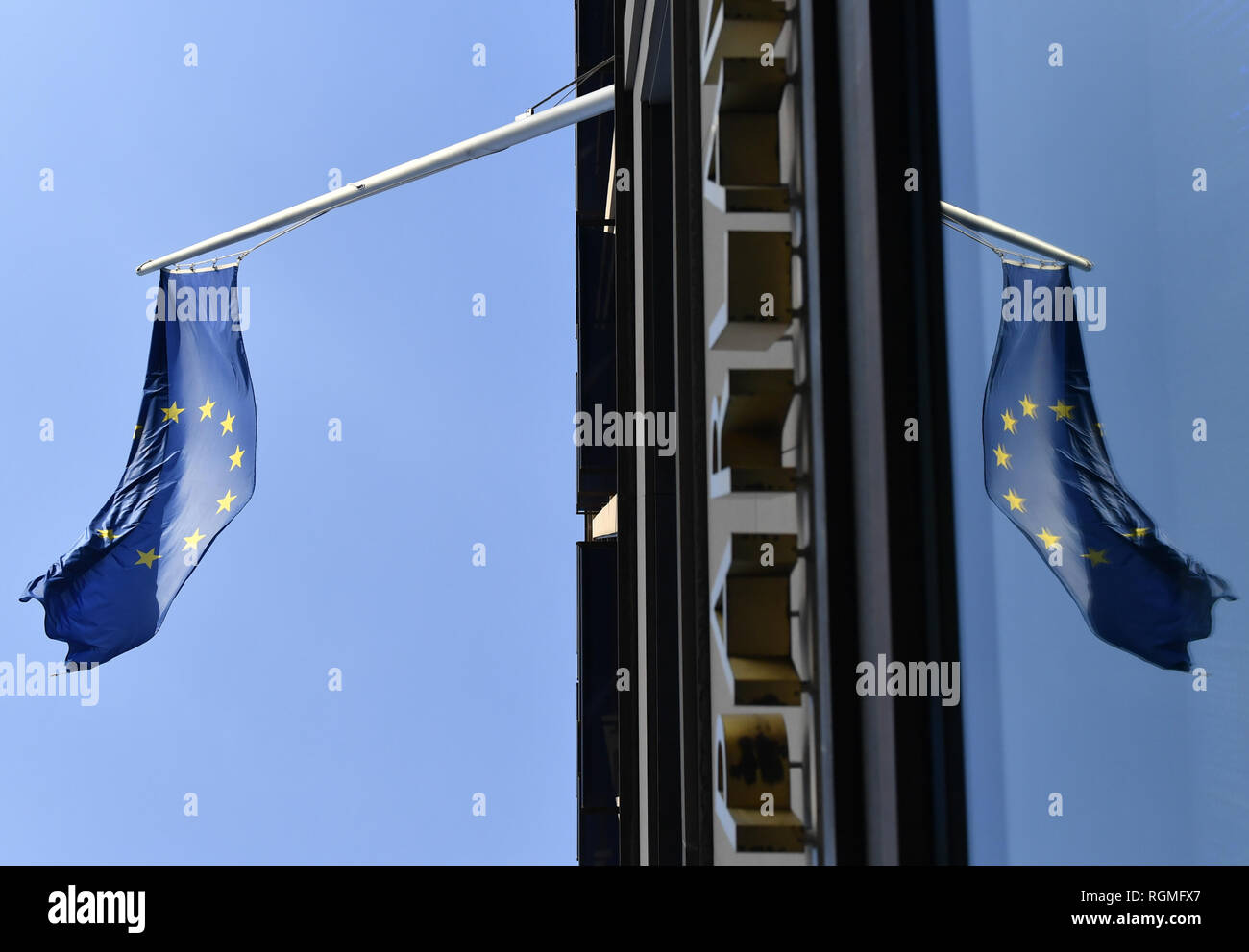Berlin, Germany. 30th Jan, 2019. A European flag is flying at the ...