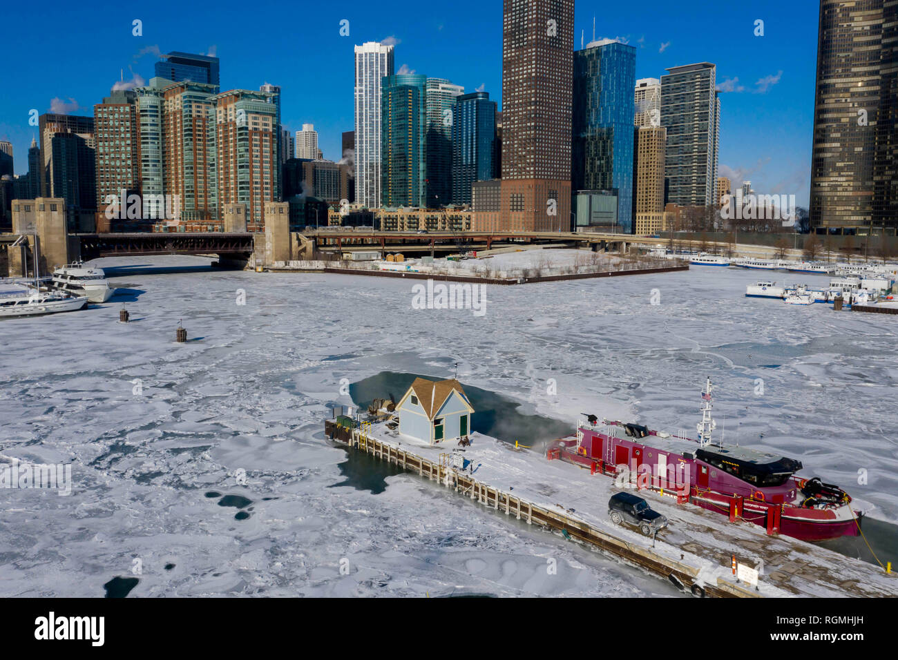 Chicago, USA. 30th Jan, 2019. A Chicago Fire Department boat is seen ...