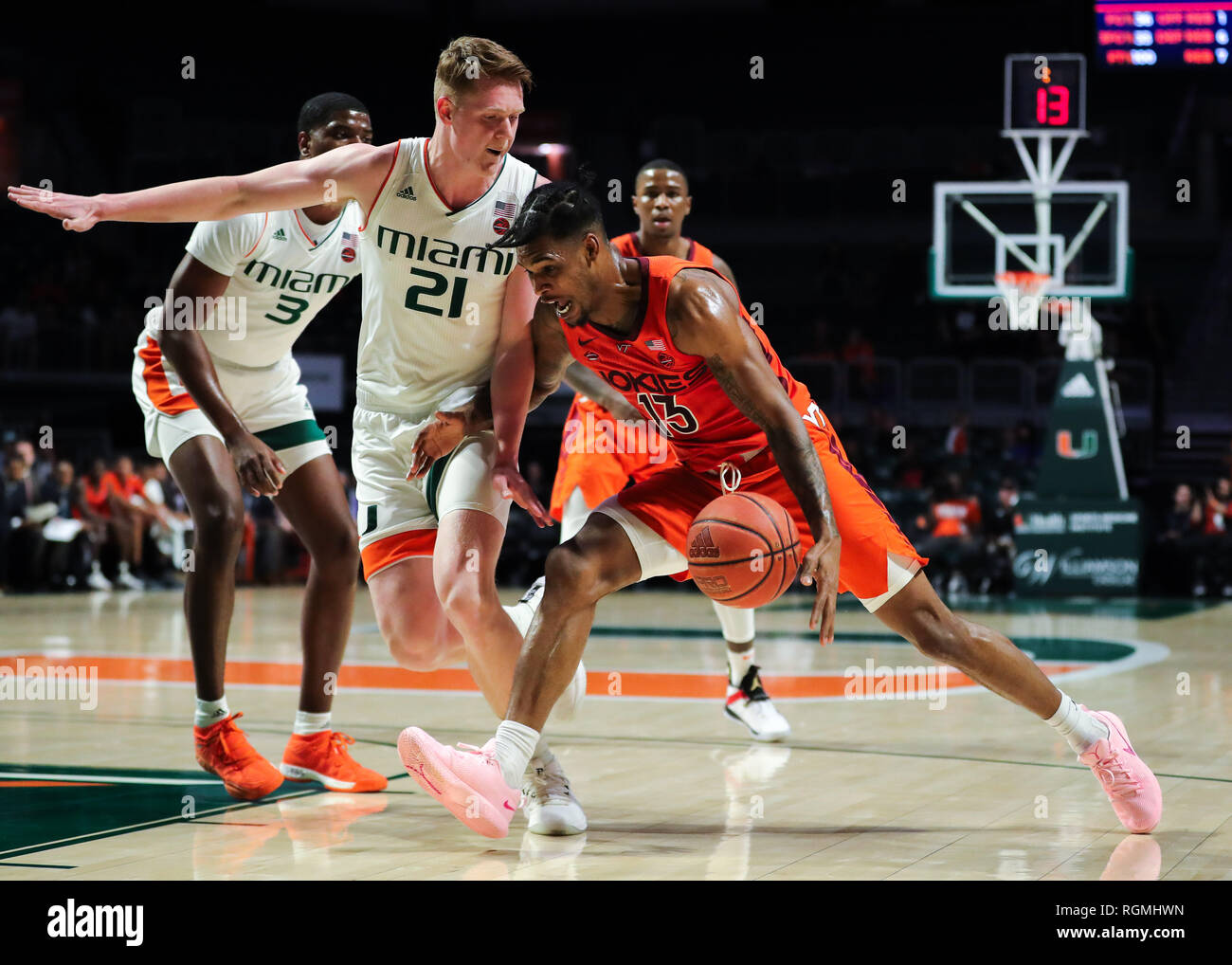 Coral Gables, Florida, USA. 30th Jan, 2019. Virginia Tech Hokies guard ...