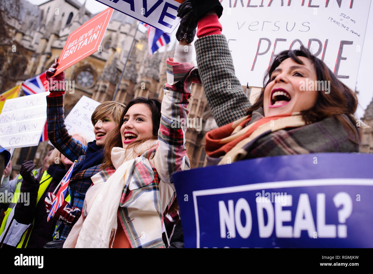 London Uk 29th Jan 2019 A Group Of Women Holding Pro Brexit