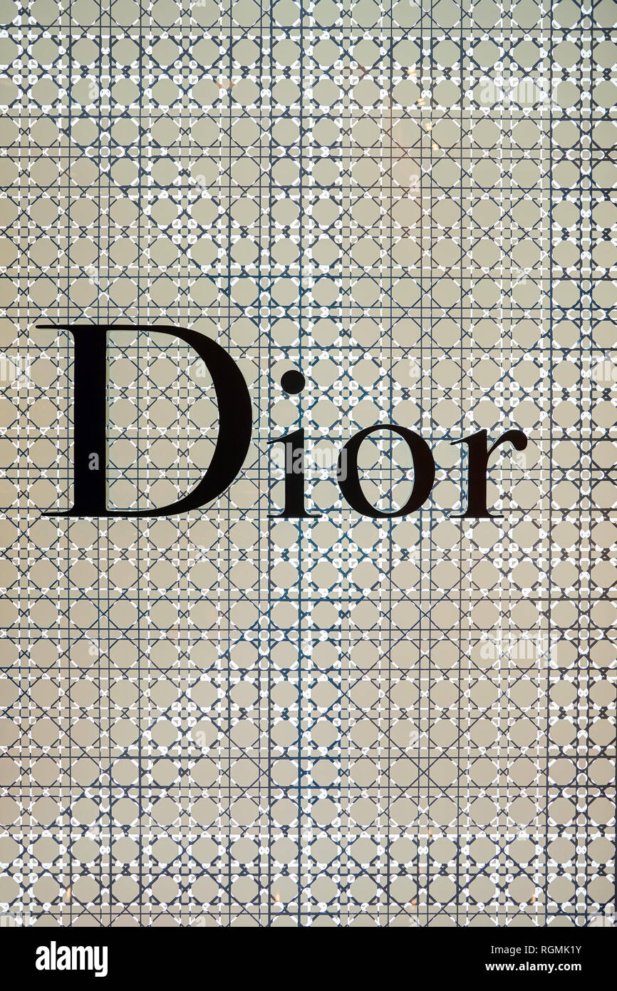 HONG KONG - CIRCA NOVEMBER, 2016: close up shot of Dior sign at the ...