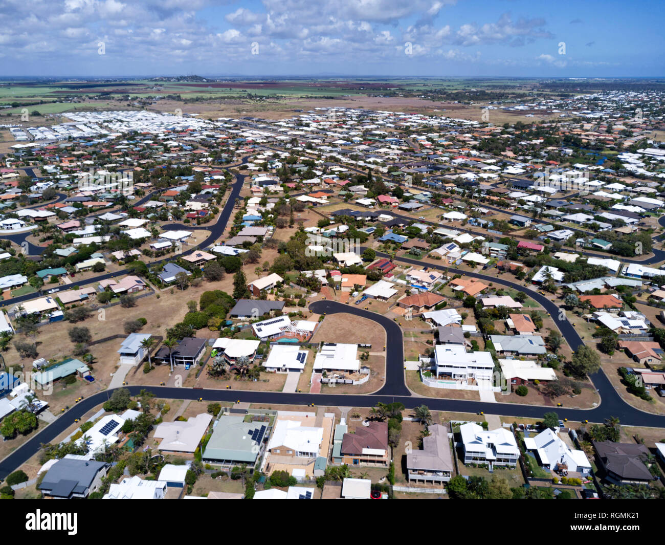 Aerial of the coastal community of Bargara Queensland Australia Stock ...