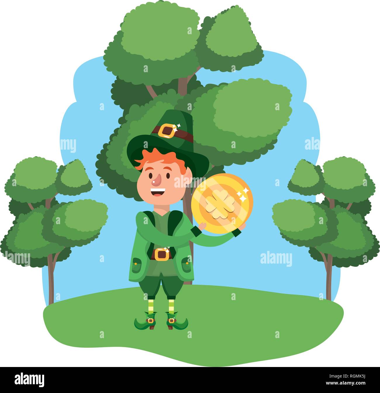 leprechaun with golden coin Stock Vector Image & Art - Alamy