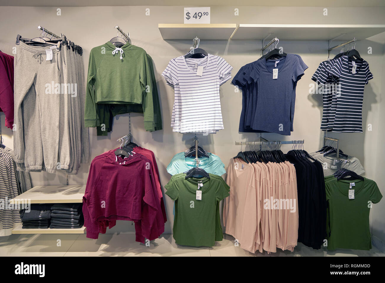 HONG KONG - CIRCA NOVEMBER, 2016: inside H & M store in Hong Kong. H ...