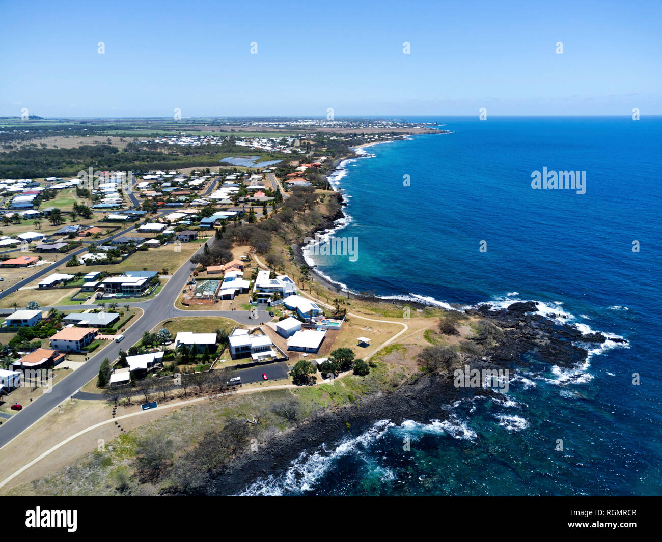 Aerial of waterfront houses at Coral Cove Queensland Australia Stock ...