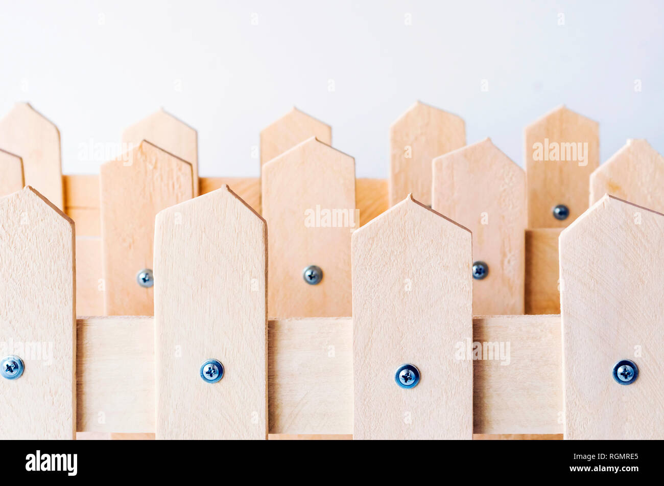 Rows of Wooden Fences with Metal Screws Isolated on White Background ...