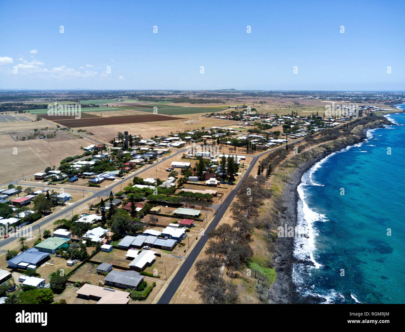 Aerial of the coastal community of Elliot Heads Queensland Australia ...